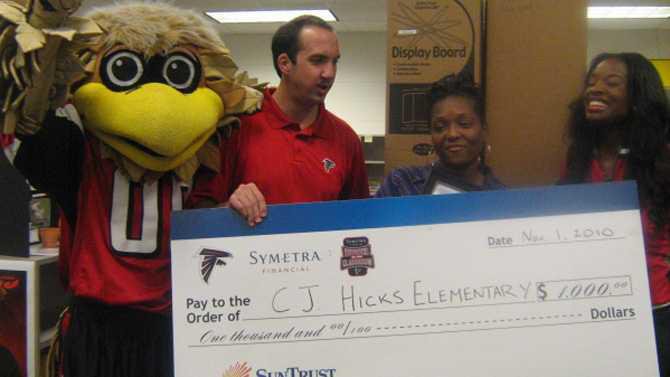 CJ Hicks teacher wins $1000 from Falcons - The Covington News