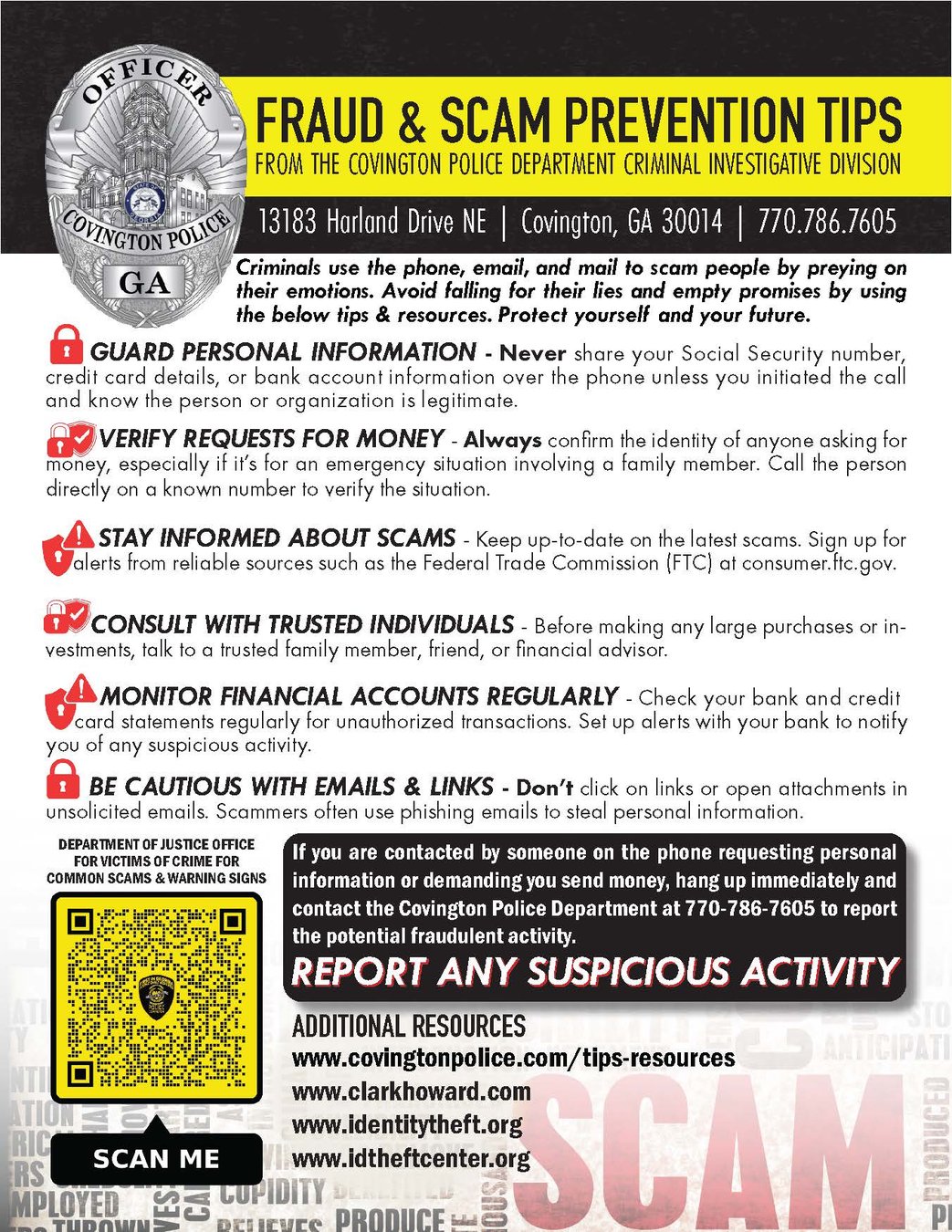 Covington Police Department share fraud and scam prevention tips - The ...